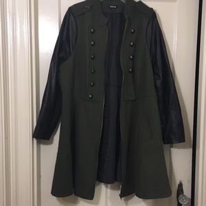 torrid | Jackets & Coats | Dark Green And Leather Coat | Poshmark